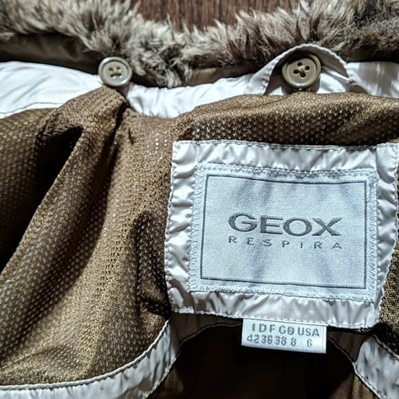 Geox | Jackets & Coats | Geox Cream White Fall Jacket With Furry Trim ...